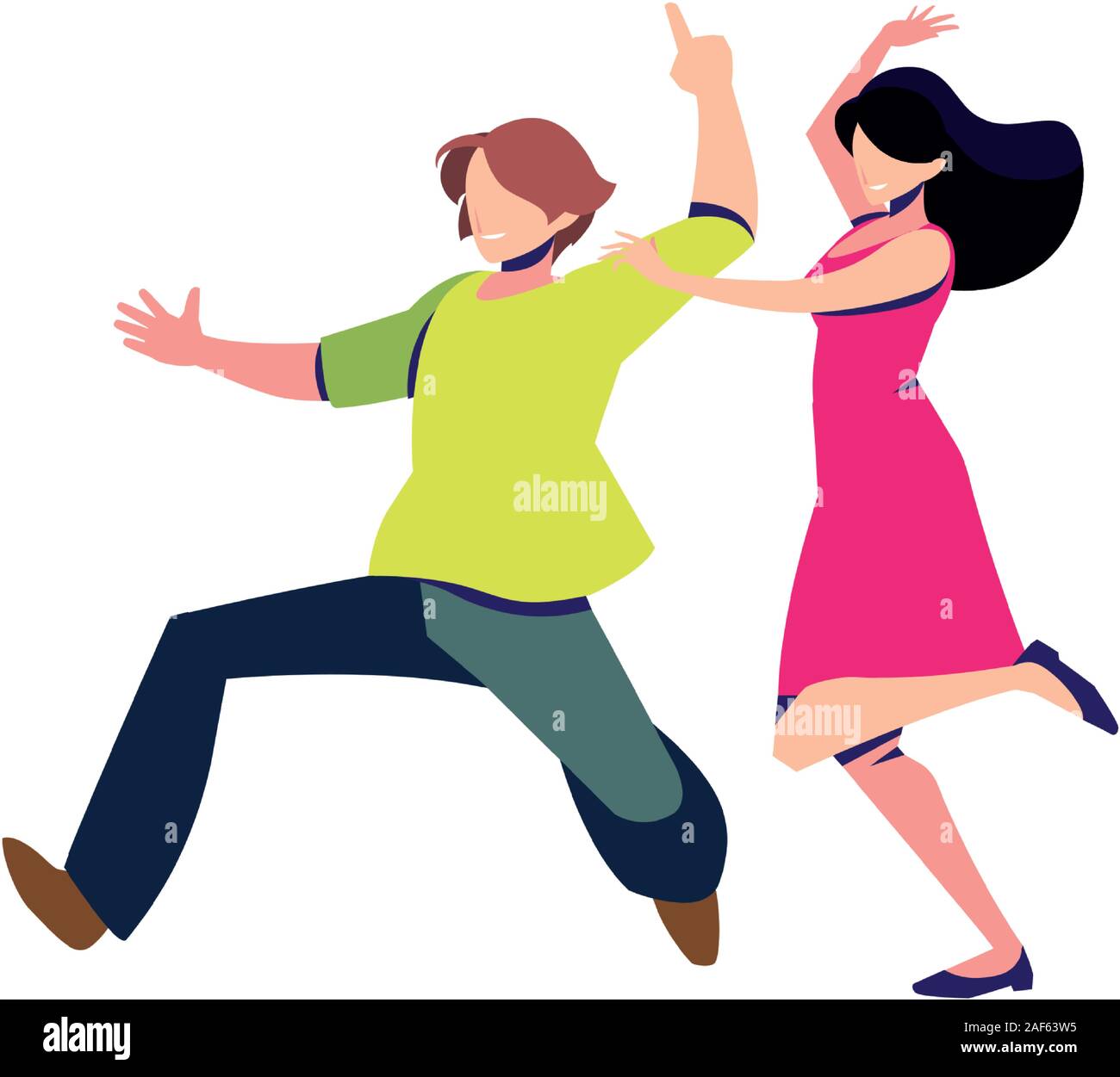 couple of people in pose of dancing on white background vector ...