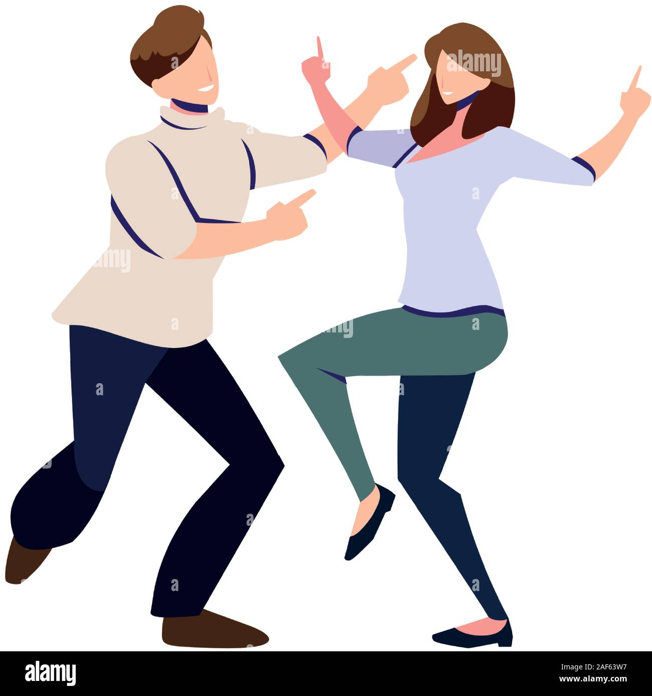 couple of people in pose of dancing on white background vector ...