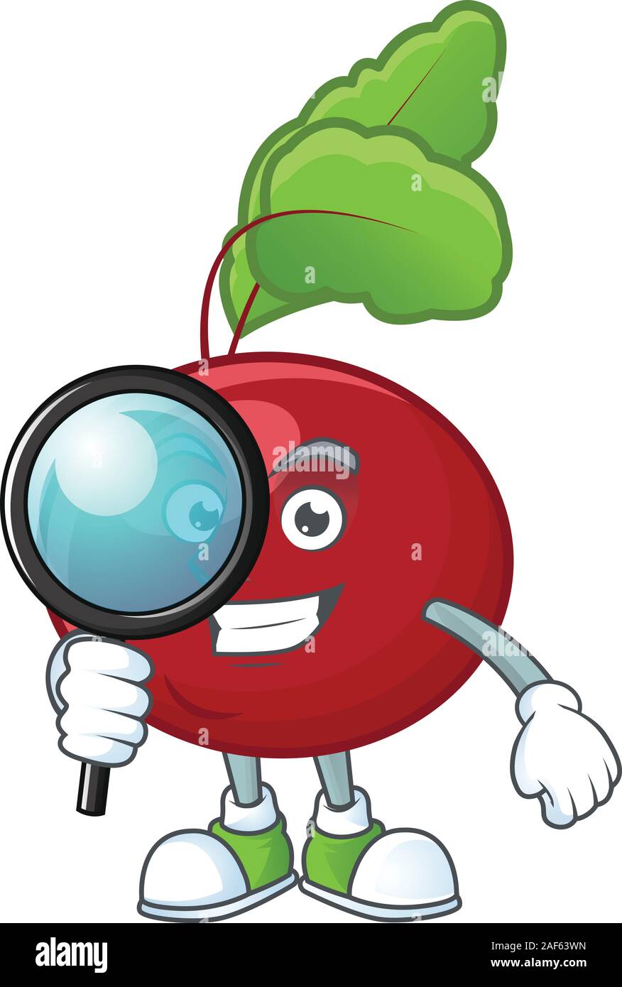 Smart One eye red beet greens Detective cartoon character design Stock ...