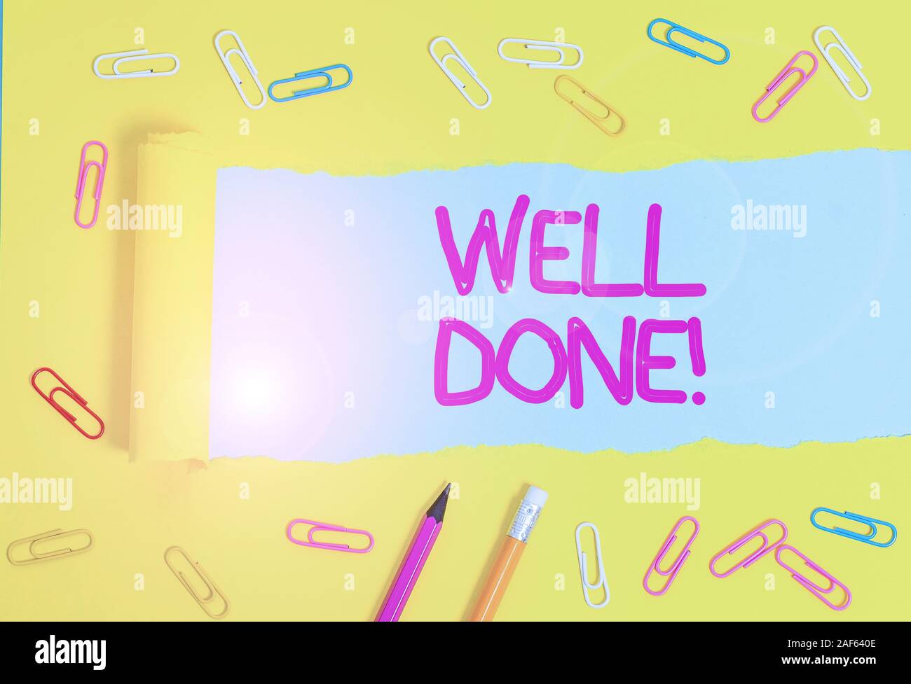 Text sign showing Well Done. Business photo showcasing used praising ...