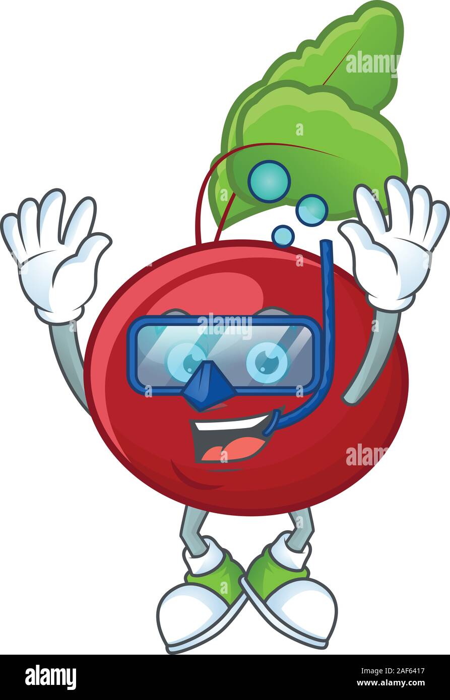 Funny red beet greens mascot design with Diving glasses Stock Vector ...
