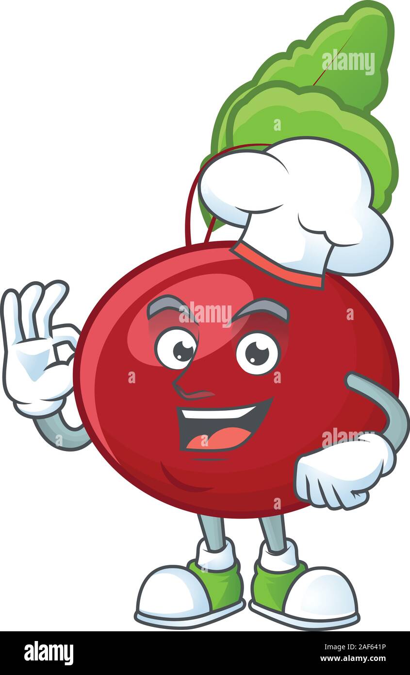 Smiley Face chef red beet greens character with white hat Stock Vector ...