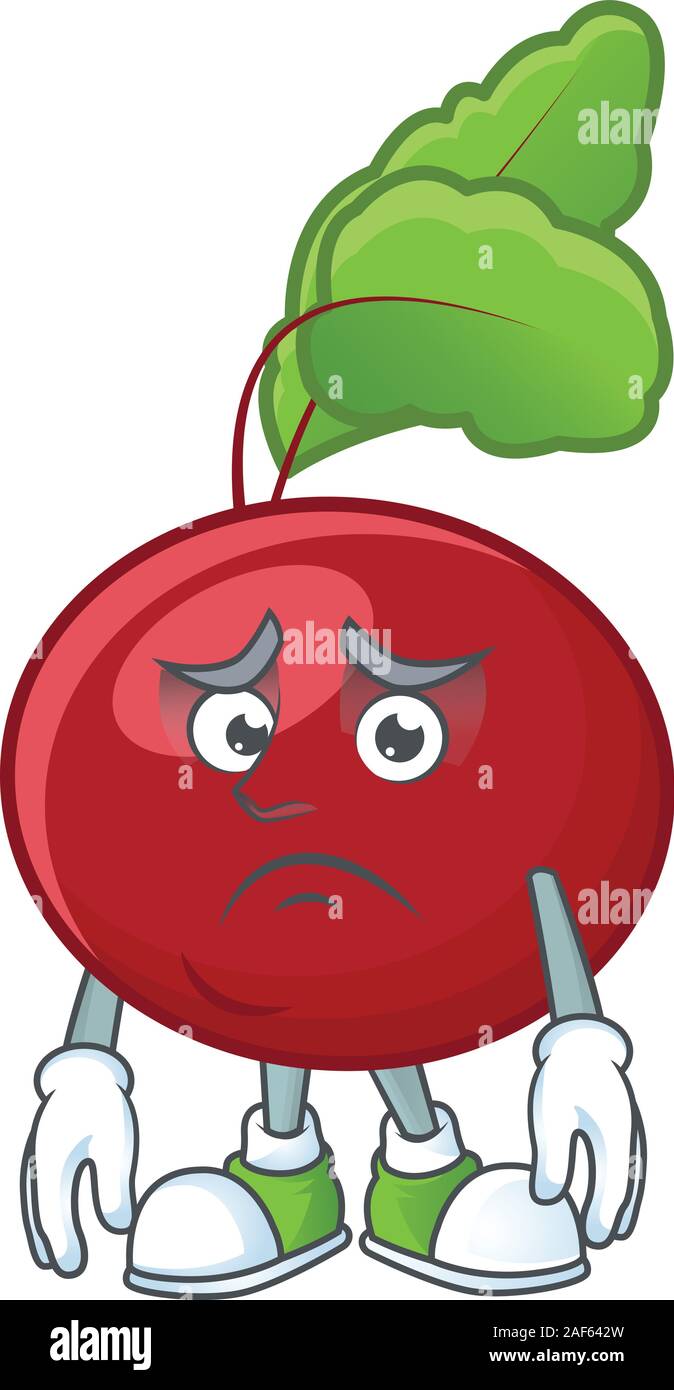 Afraid red beet greens Cartoon character mascot design Stock Vector ...