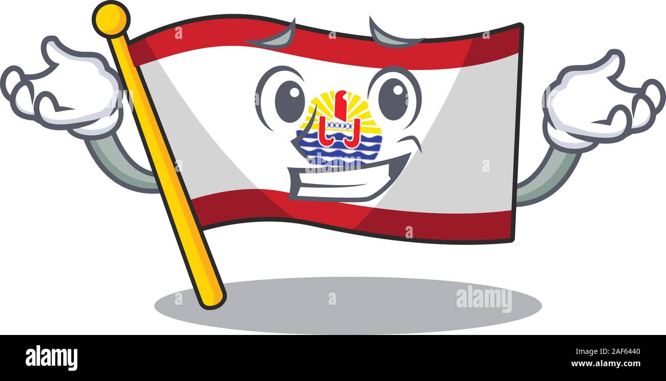 Cute and Cool Grinning flag french polynesia Scroll mascot cartoon ...
