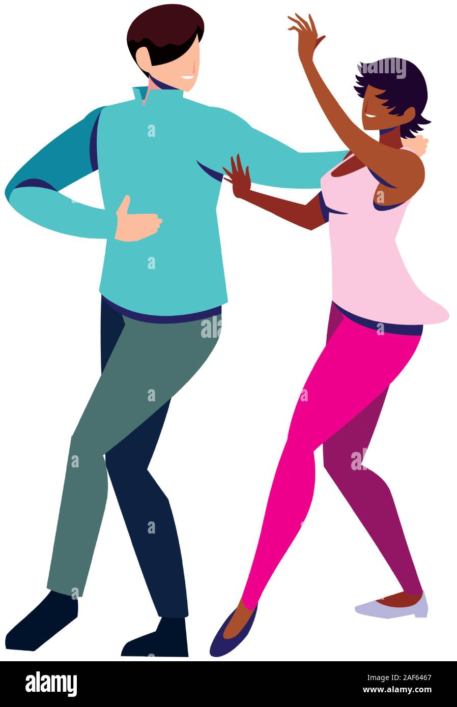 couple of people in pose of dancing on white background vector ...