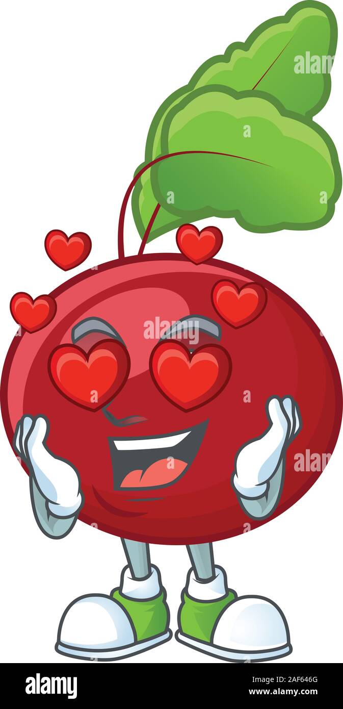 Super cute Falling in love red beet greens cartoon character Stock ...