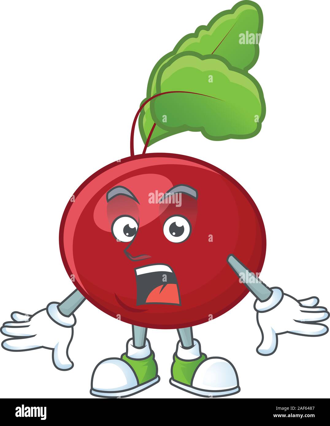 Surprised red beet greens gesture on cartoon mascot design Stock Vector ...