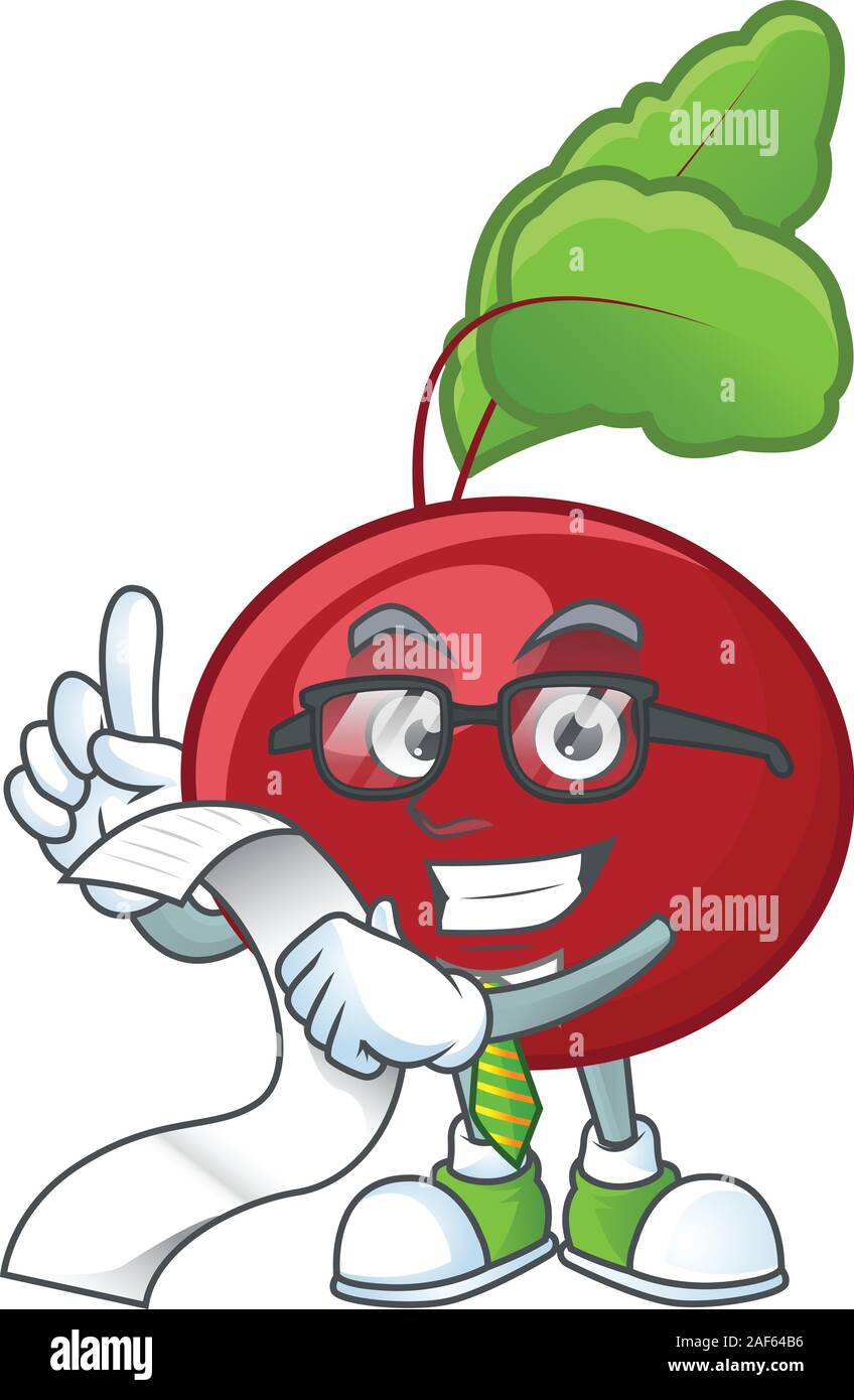 Funny face red beet greens cartoon with menu ready to serve Stock ...