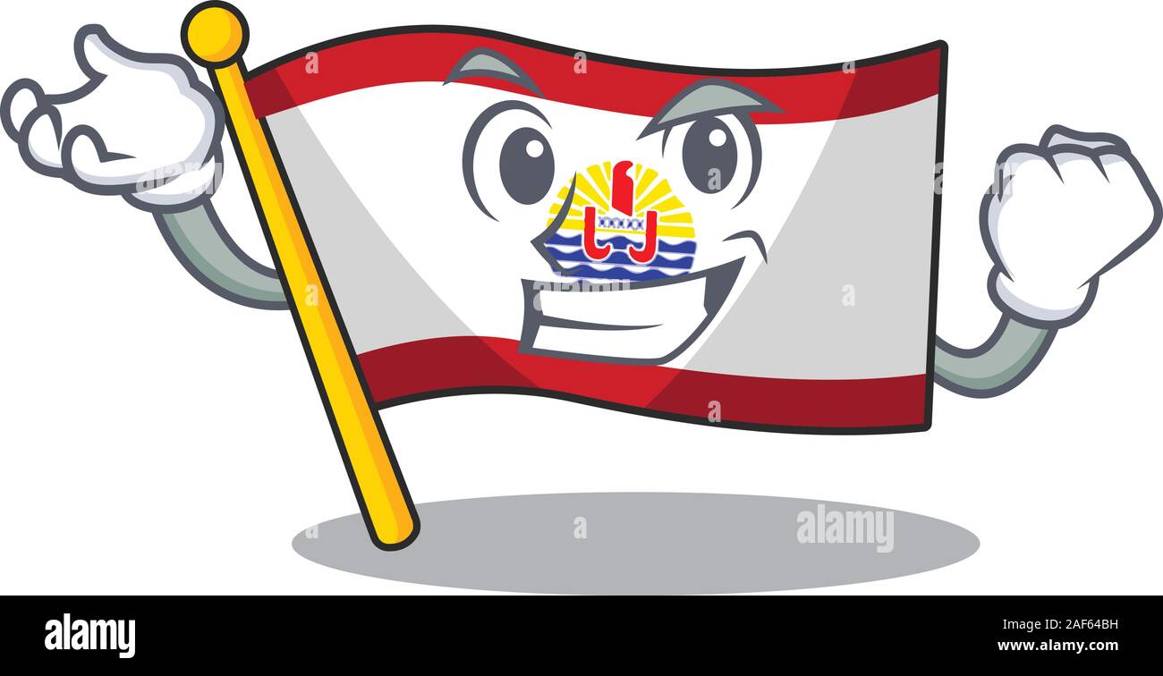 Happy confident Successful flag french polynesia Scroll cartoon ...