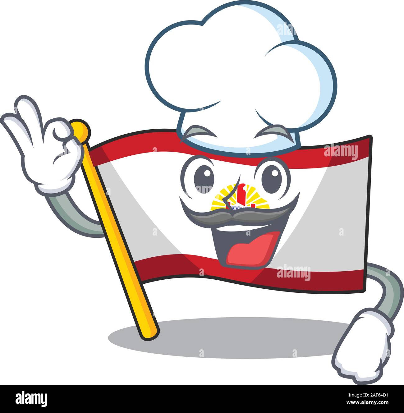 Funny Chef flag french polynesia Scroll cartoon character wearing white ...