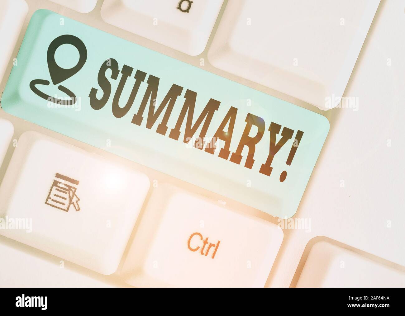 Word writing text Summary. Business photo showcasing brief statement or ...