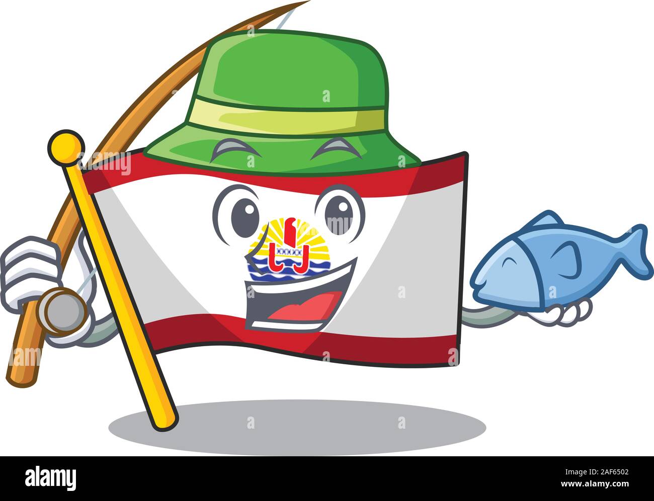 A Picture of funny Fishing flag french polynesia Scroll design Stock ...