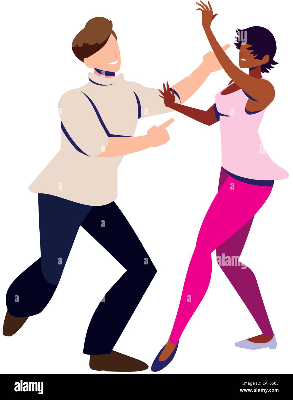 couple of people in pose of dancing on white background vector ...
