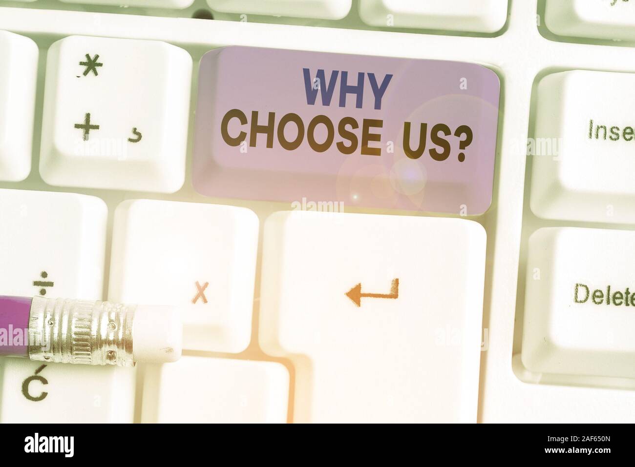 Handwriting text Why Choose Us Question. Conceptual photo list of ...