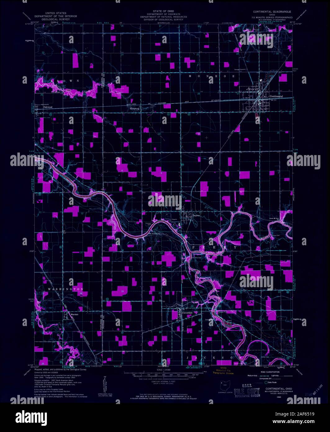 Map of continental ohio hi-res stock photography and images - Alamy