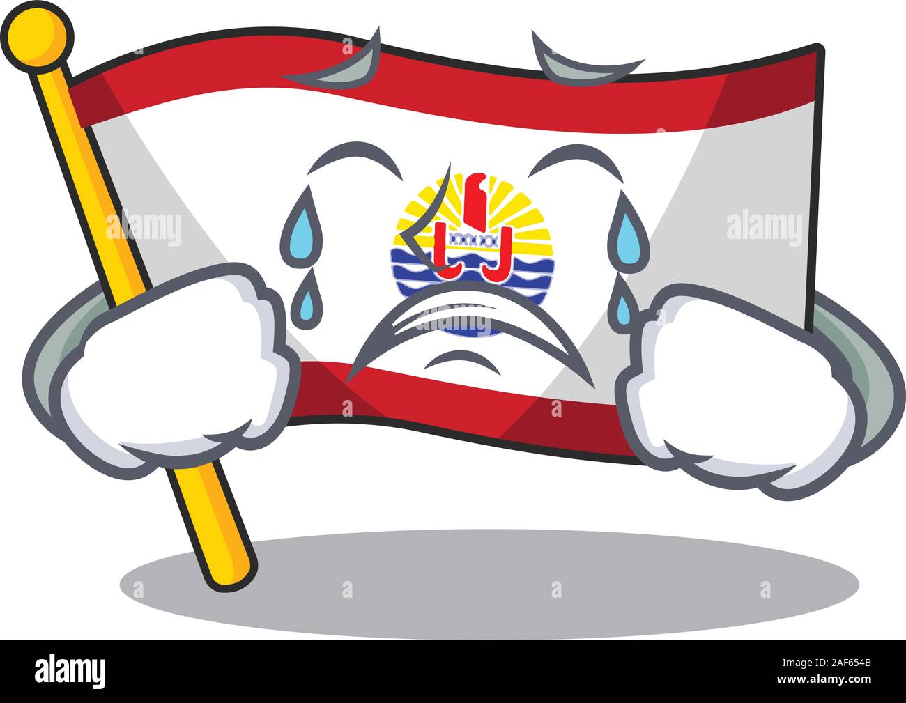 Sad Crying flag french polynesia Scroll cartoon character design Stock ...