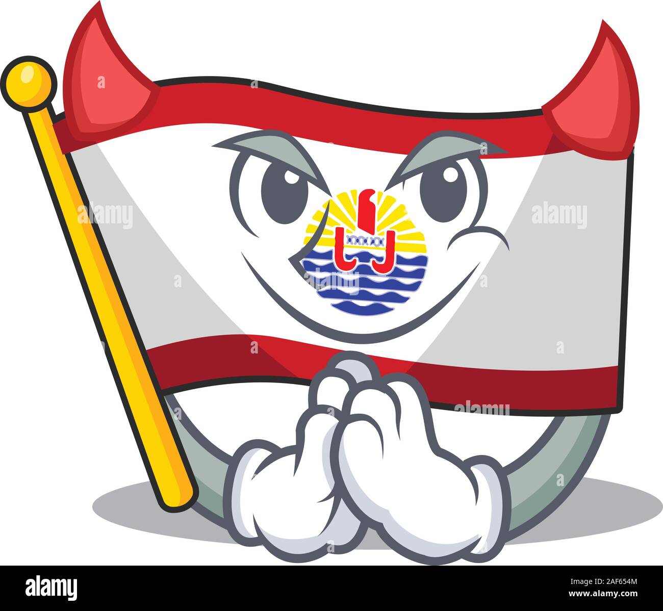 Devil Cartoon character of flag french polynesia Scroll design Stock ...