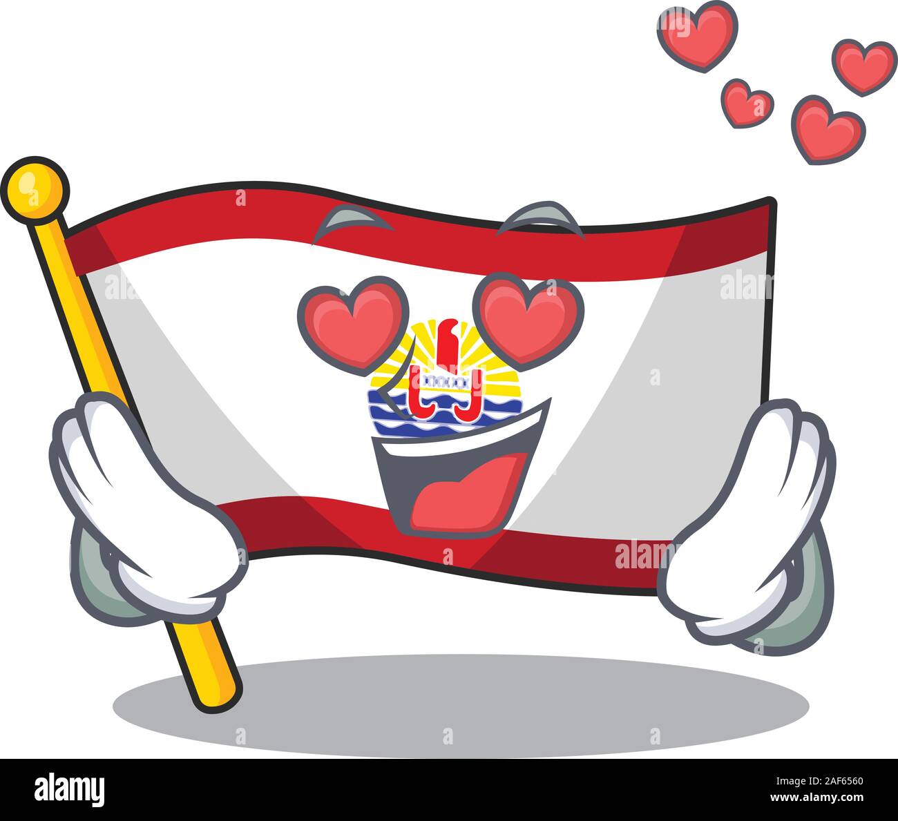 falling In love cute flag french polynesia Scroll cartoon mascot design ...
