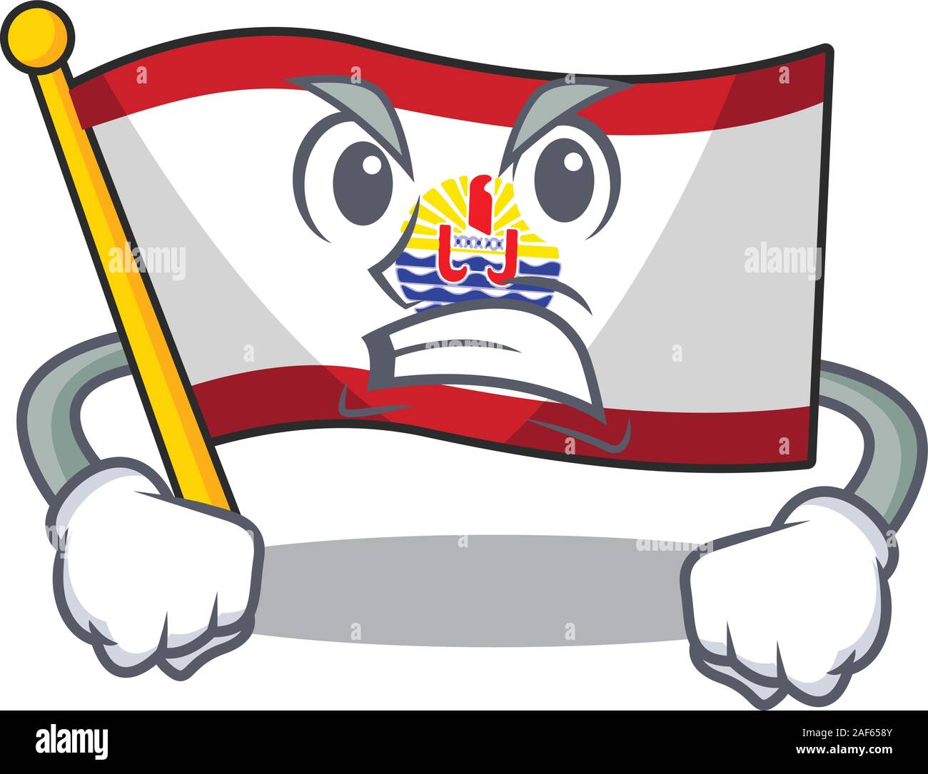 angry face flag french polynesia Scroll cartoon character design Stock ...