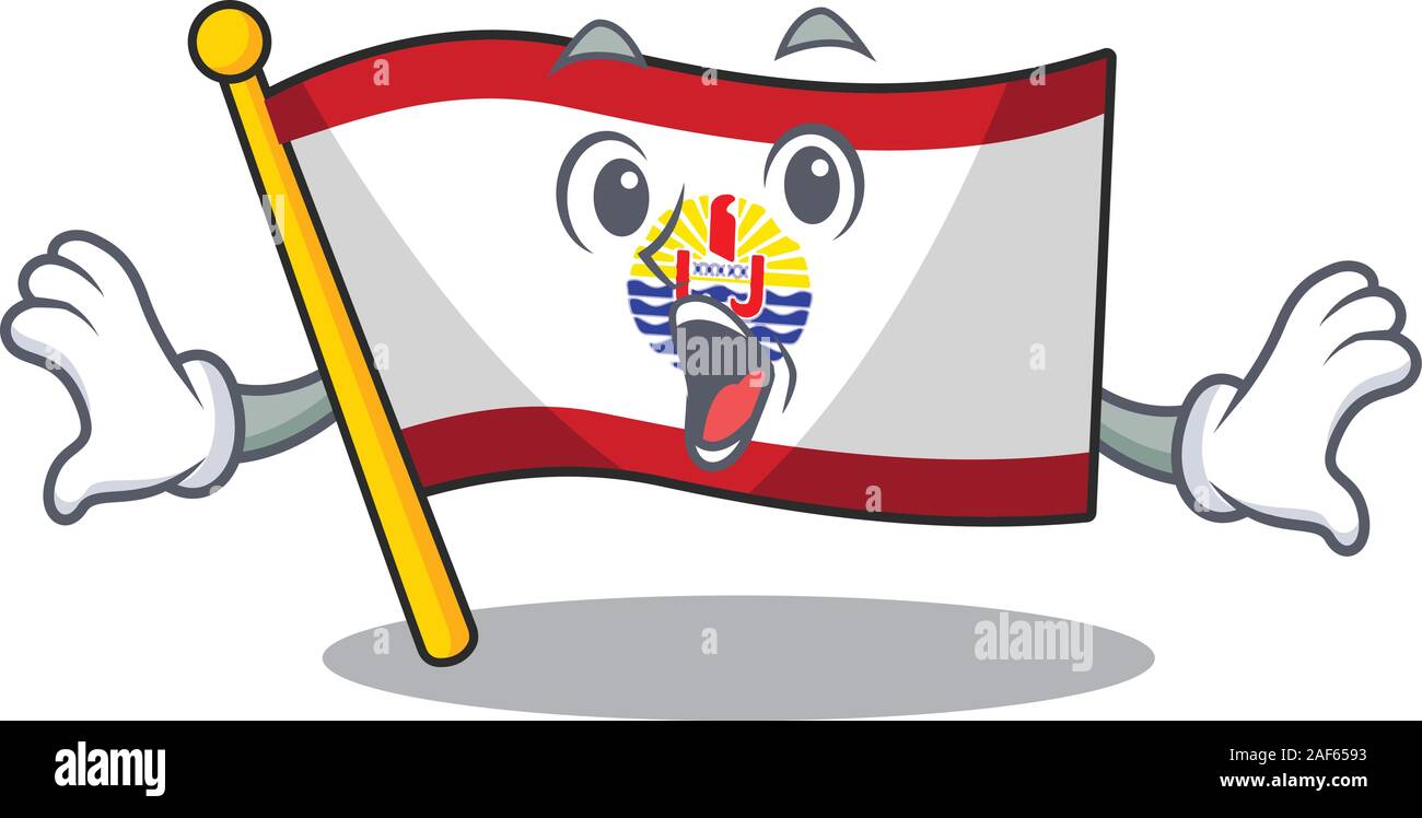 Flag french polynesia Scroll Surprised gesture on cartoon character ...