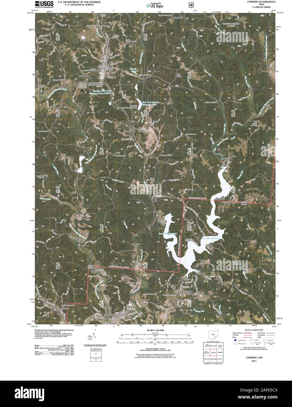 USGS TOPO Map Ohio OH Corning 20110427 TM Restoration Stock Photo - Alamy