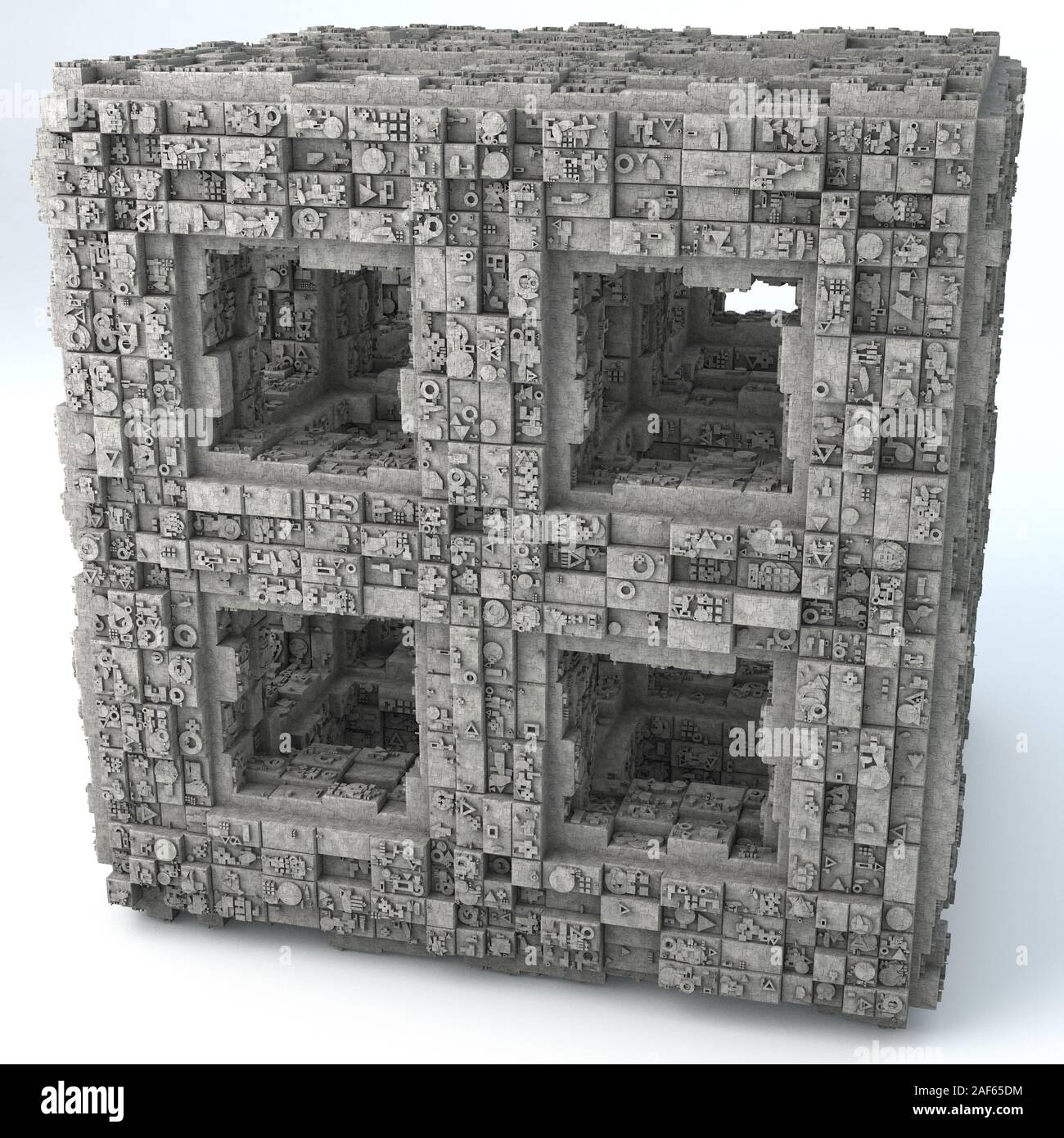 Sci-Fi Quadron Cubic Shape 3D Illustration Stock Photo - Alamy