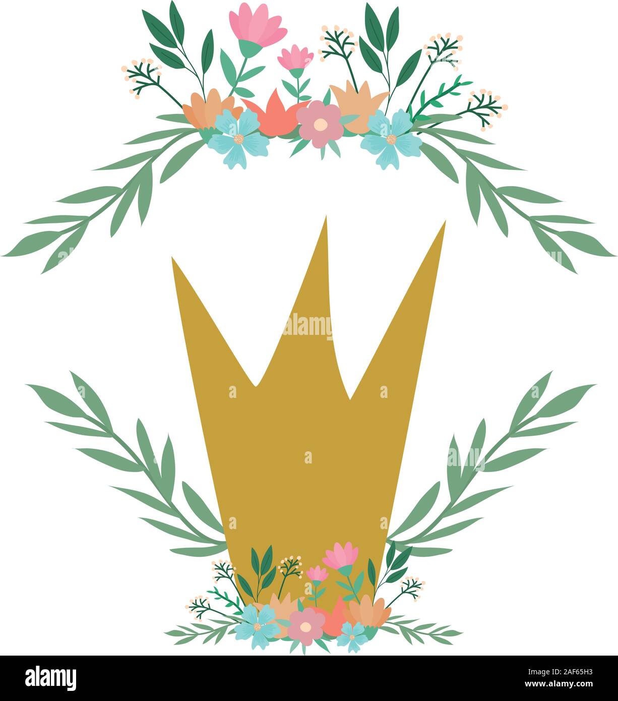 crown with flowers and leaves wreath vector design Stock Vector Image ...