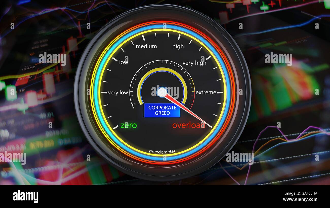 Corporate Greed Meter 3 3D Illustration Stock Photo - Alamy