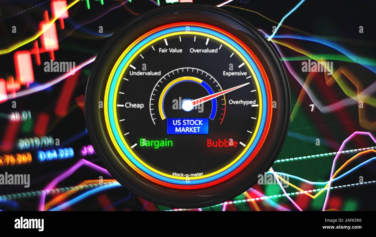 US Stock Market Bubble Meter 3D Illustration Stock Photo - Alamy