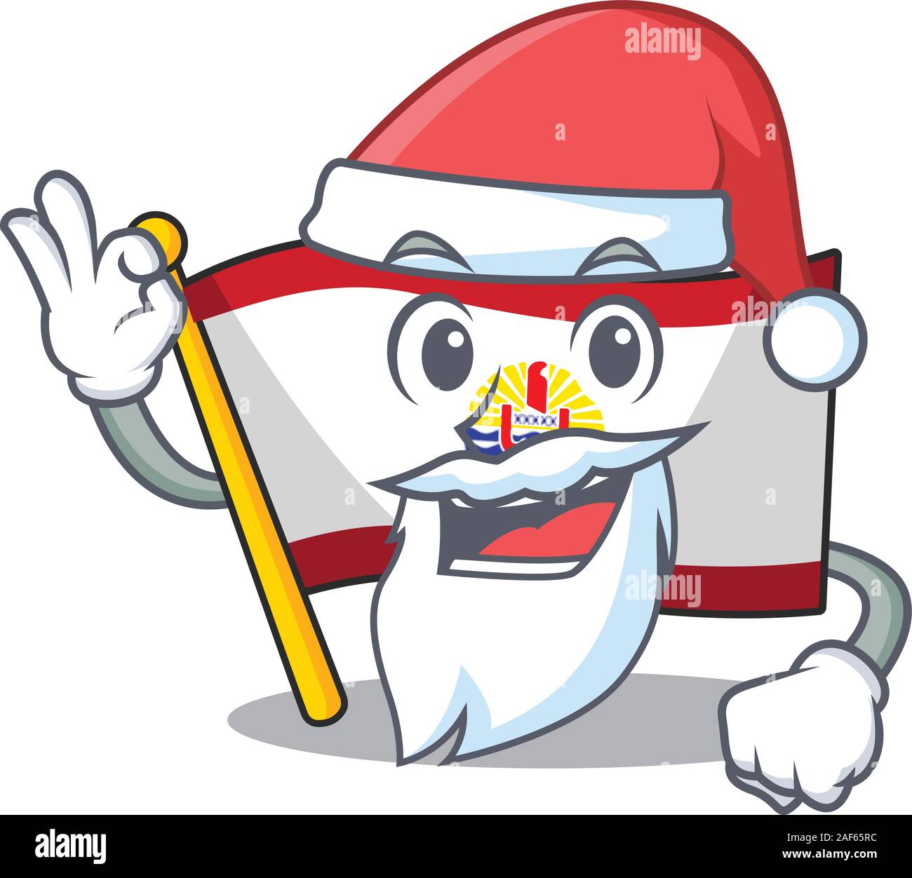 Santa flag french polynesia Scroll cartoon character design with ok ...