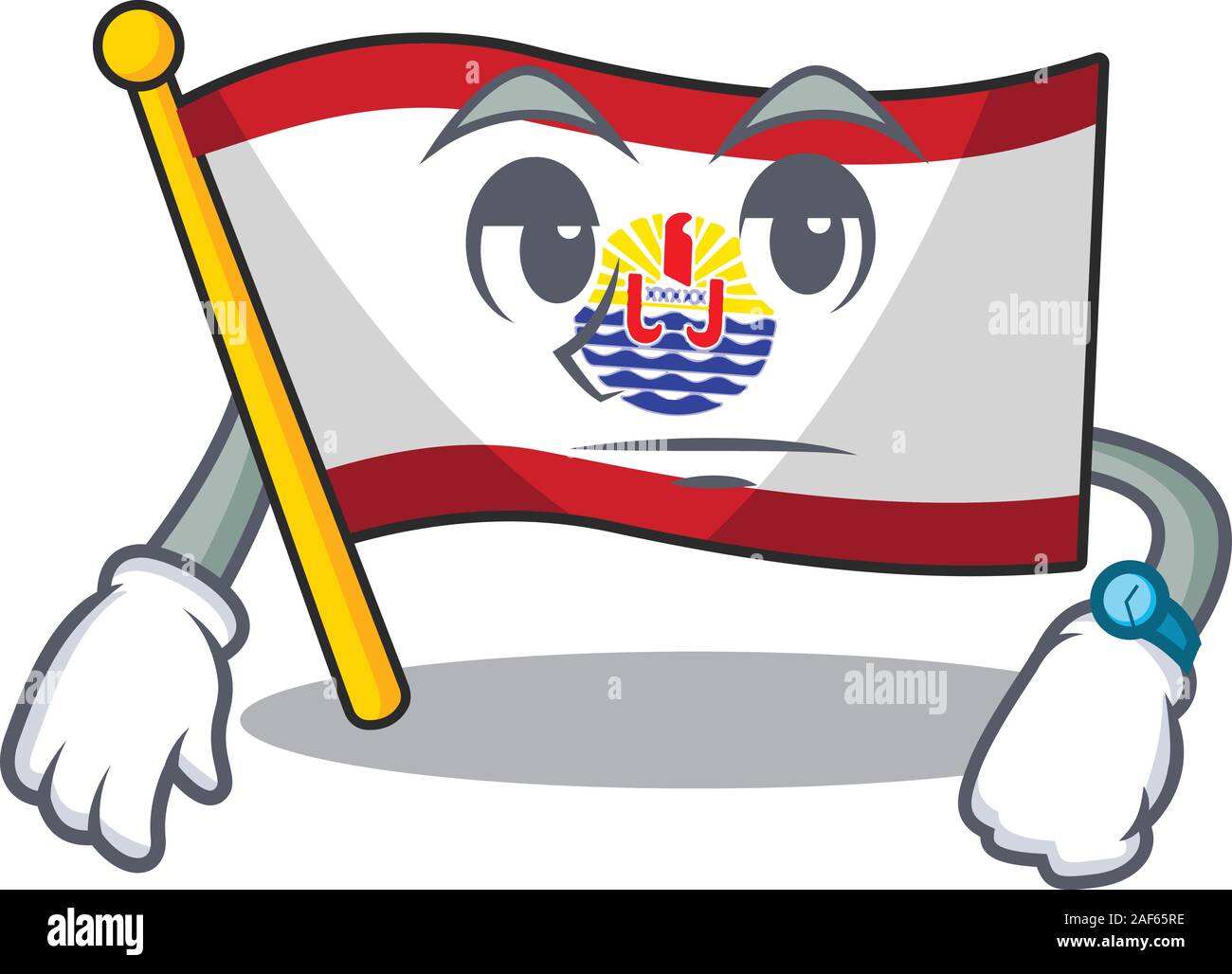 Waiting gesture flag french polynesia Scroll on cartoon character ...