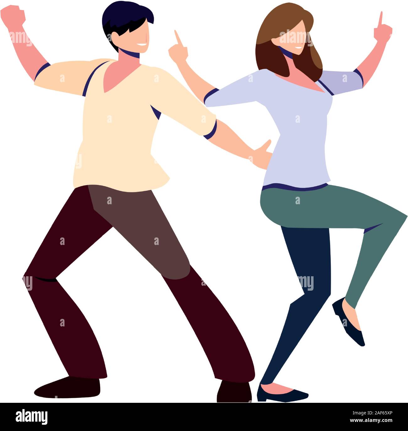 couple of people in pose of dancing on white background vector ...