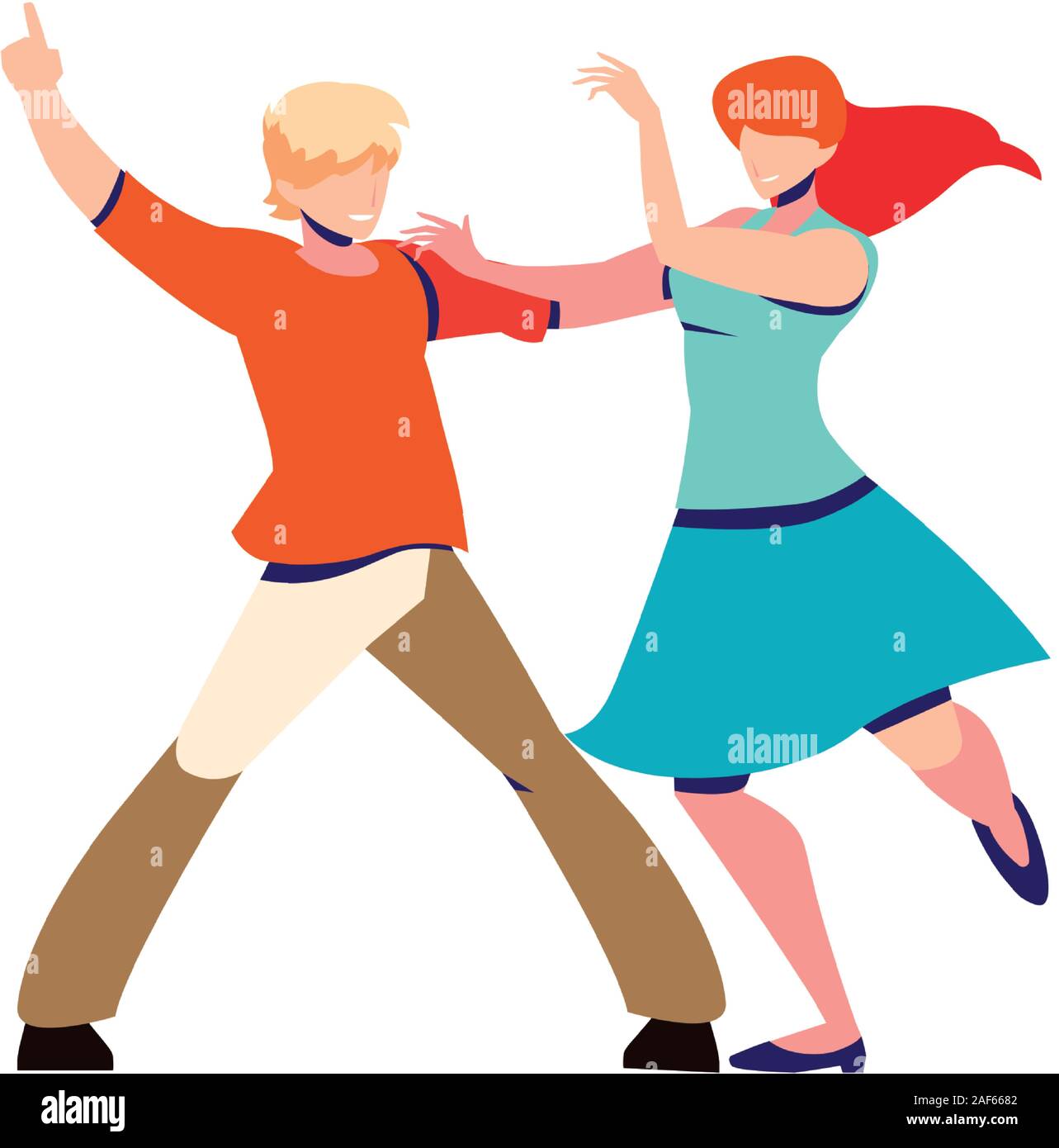 couple of people in pose of dancing on white background vector ...