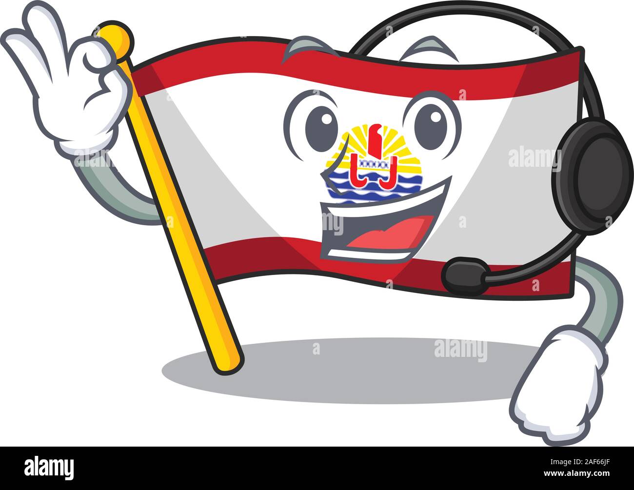 cute flag french polynesia Scroll cartoon character design wearing ...