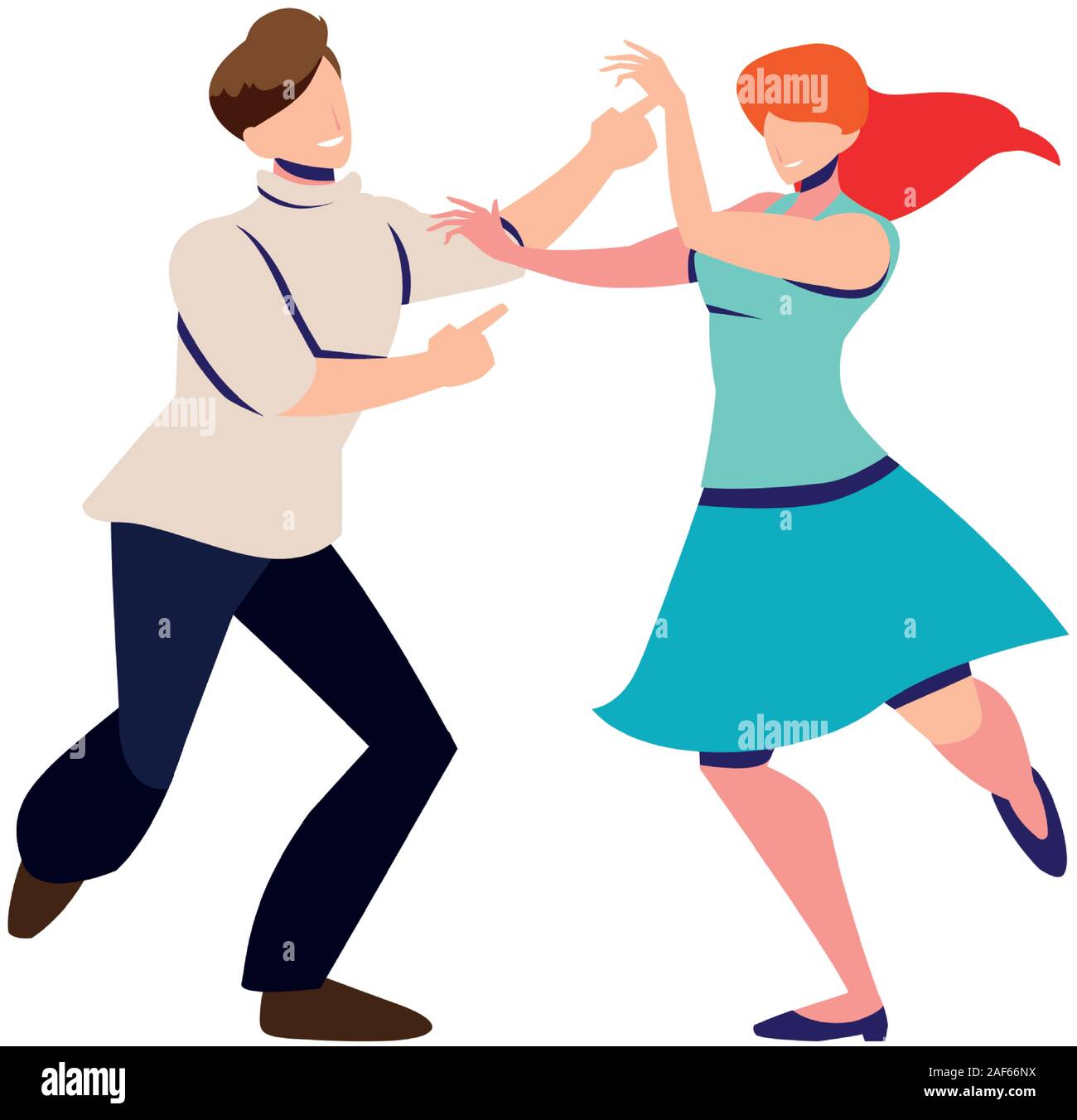 couple of people in pose of dancing on white background vector ...