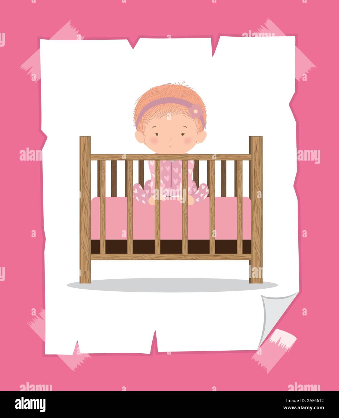 Cute baby girl inside cradle vector design Stock Vector Image & Art - Alamy