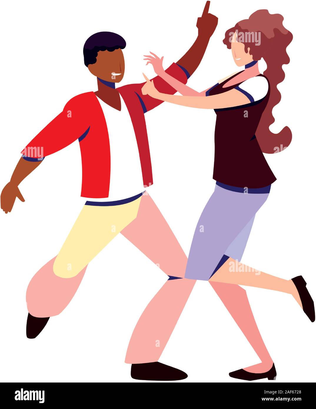 couple of people in pose of dancing on white background vector ...