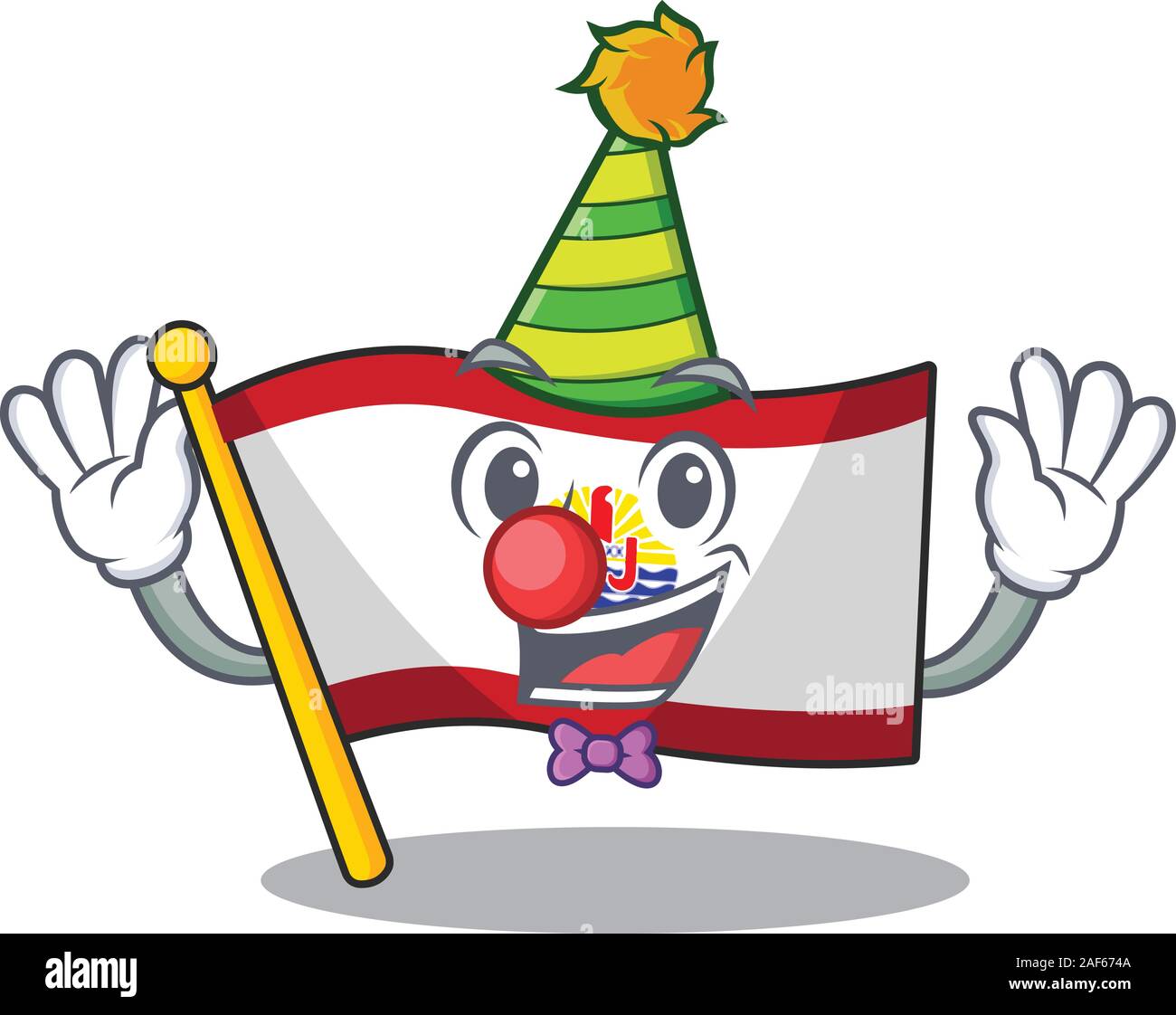 Cute and Funny Clown flag french polynesia Scroll cartoon character ...