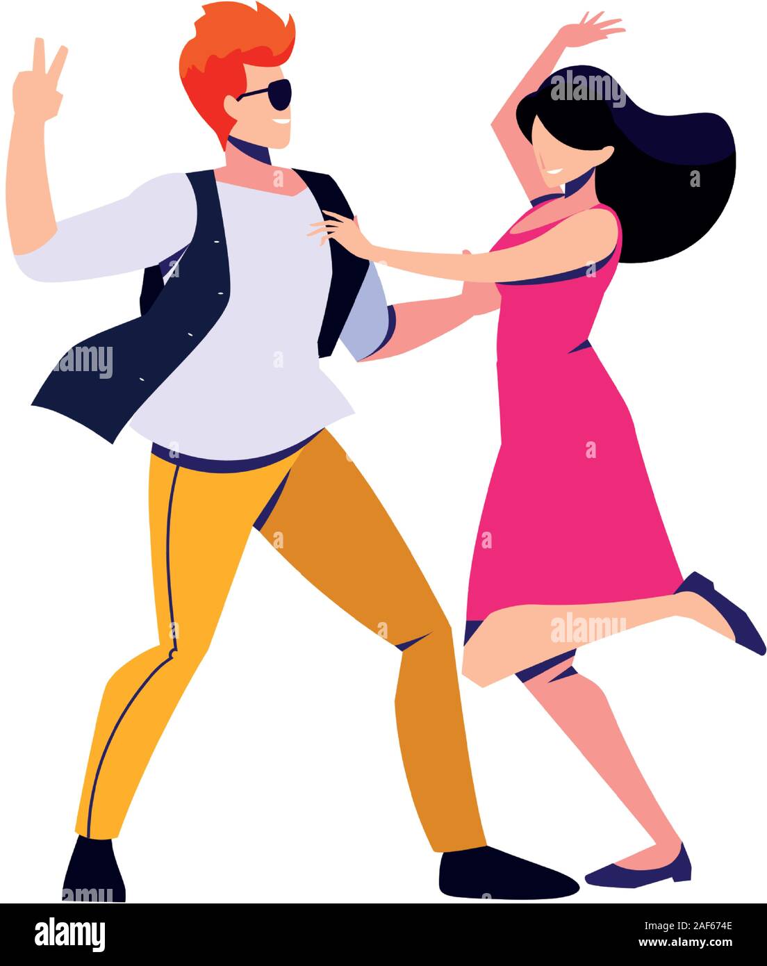 couple of people in pose of dancing on white background vector ...