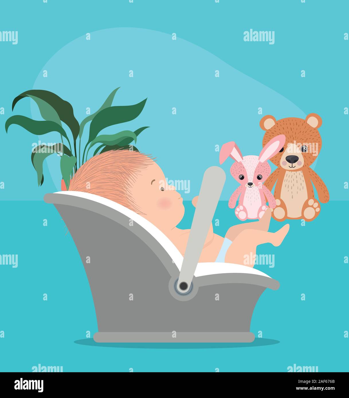 Cute baby boy with basket vector design Stock Vector Image & Art - Alamy