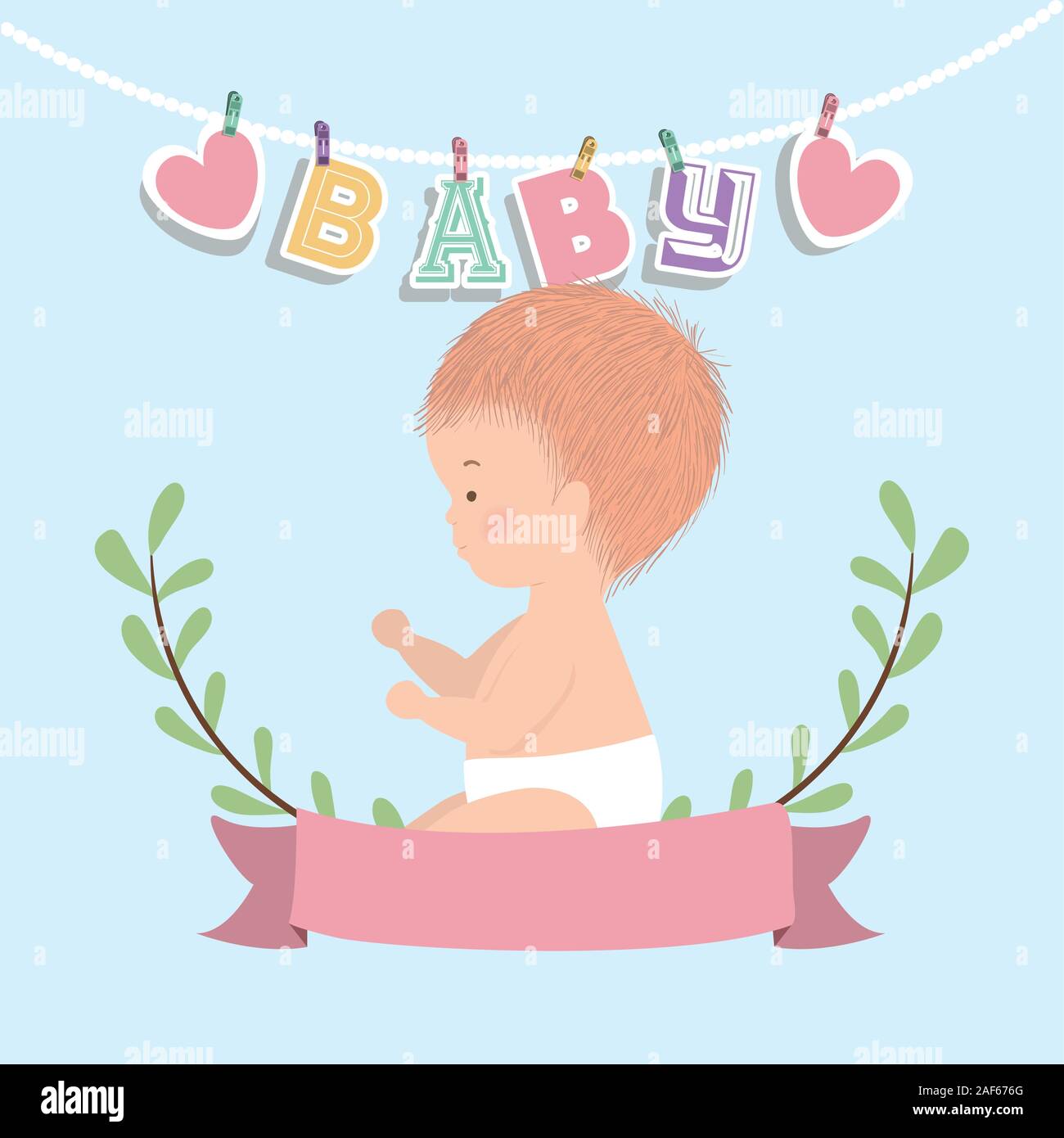 Cute baby boy and ribbon vector design Stock Vector Image & Art - Alamy