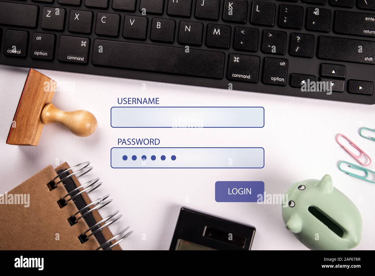 Username and password login. Global network connection. Computer ...