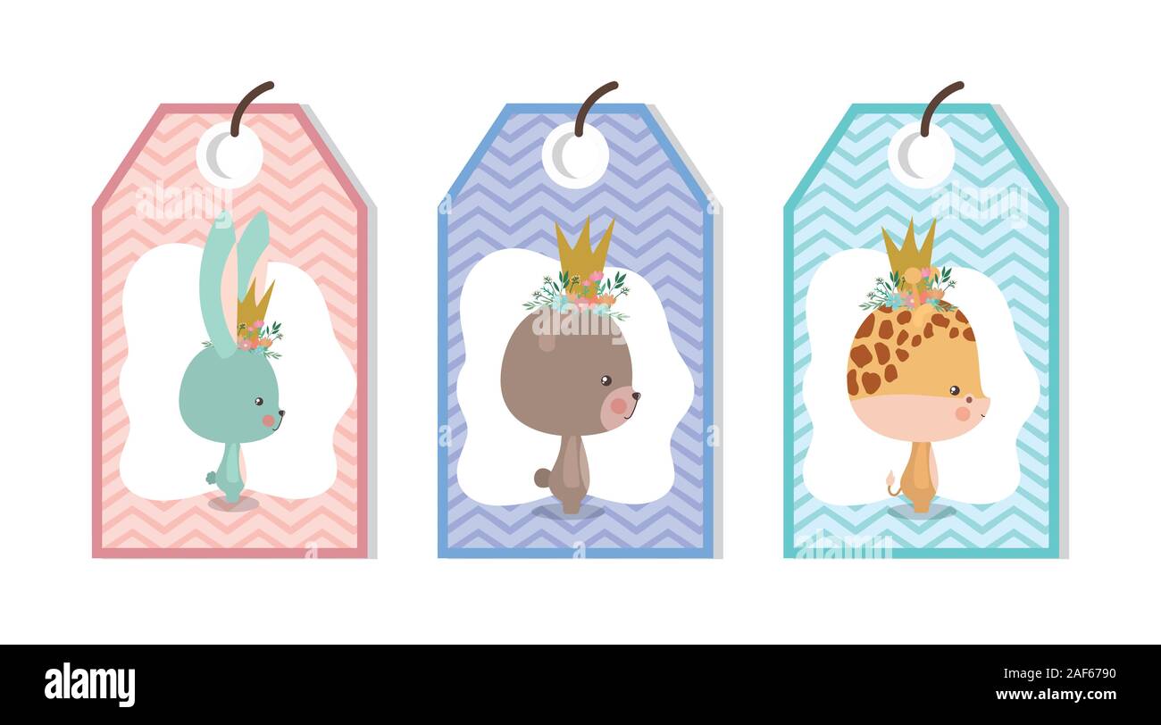 Cute animals labels vector design Stock Vector Image & Art - Alamy