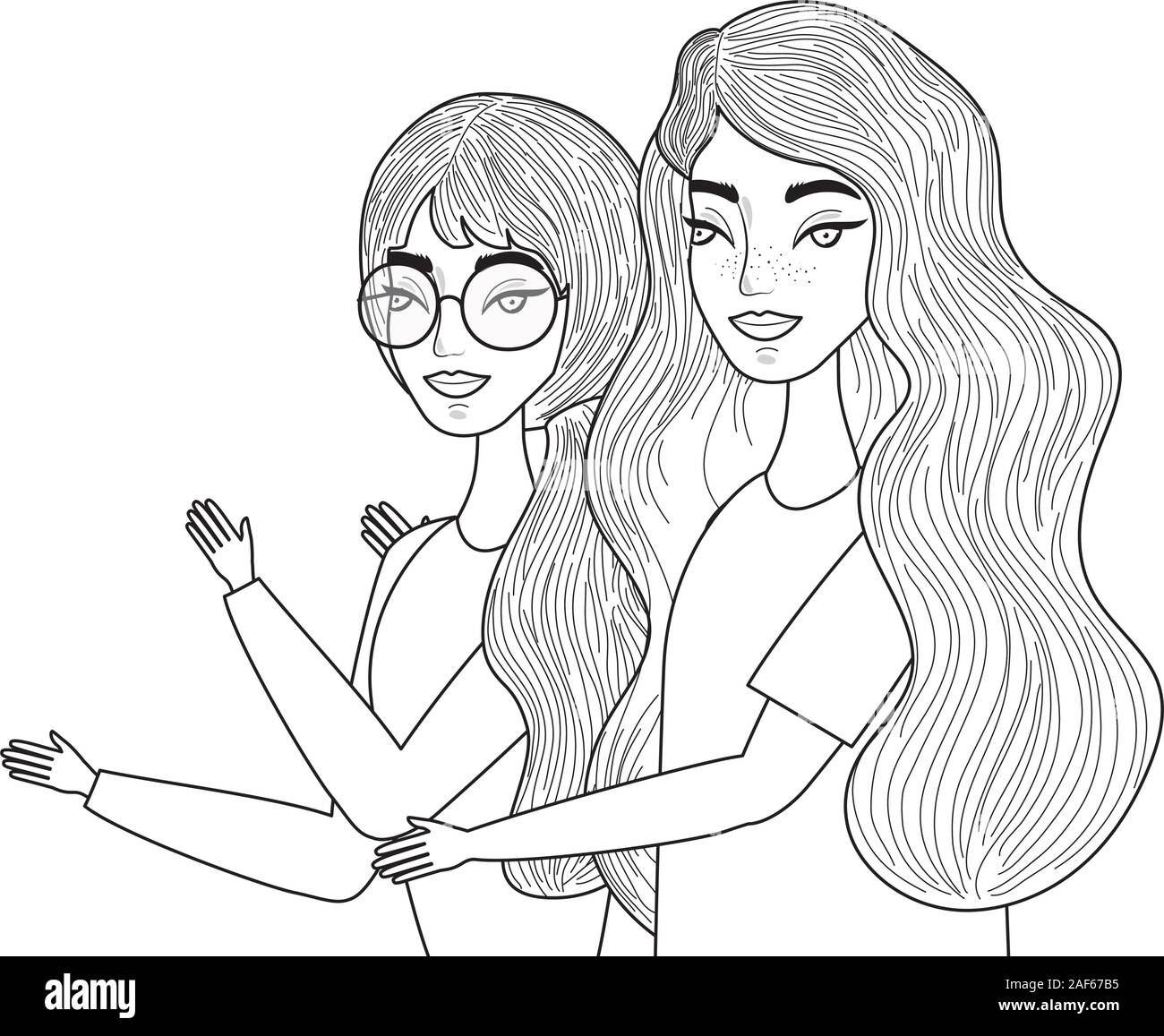 Isolated women cartoon drawing vector design Stock Vector Image & Art ...