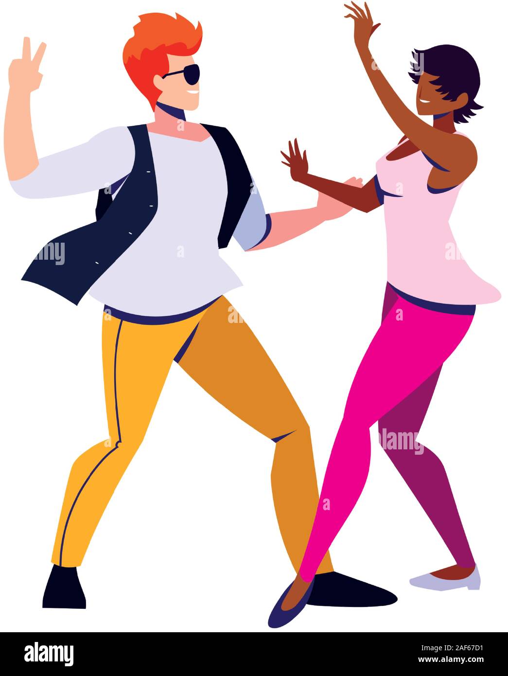 couple of people in pose of dancing on white background vector ...