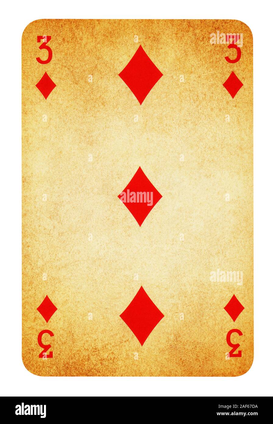 Three of Diamond playing card - isolated on white (clipping path ...