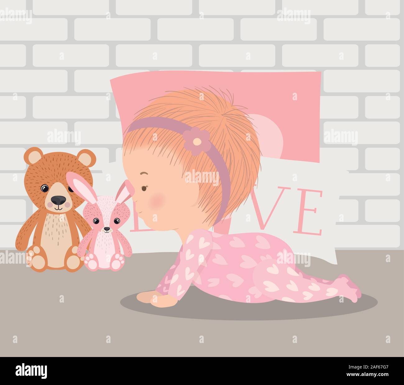 Cute baby girl with pillows vector design Stock Vector Image & Art - Alamy