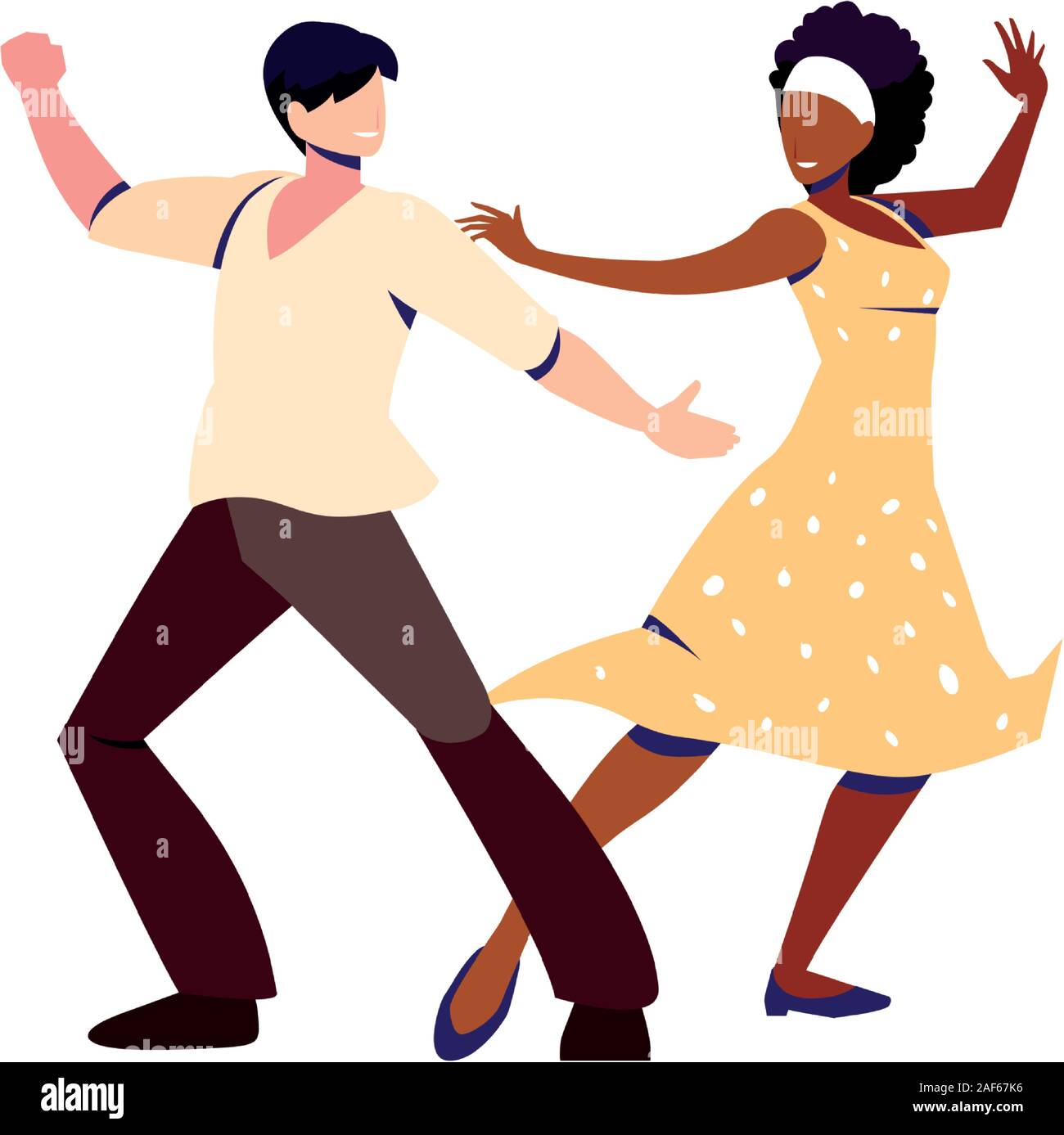 couple of people in pose of dancing on white background vector ...
