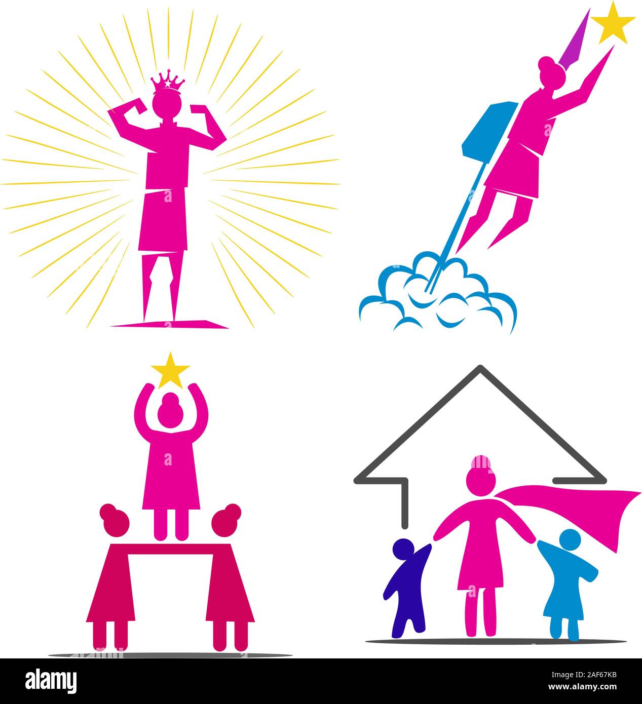 Woman power logo vector illustration icon symbol Set Stock Vector Image ...