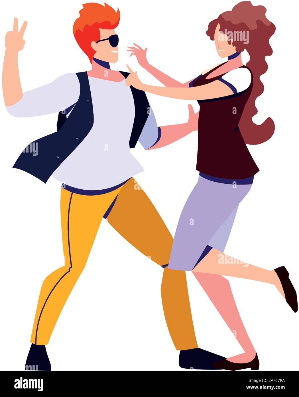 couple of people in pose of dancing on white background vector ...
